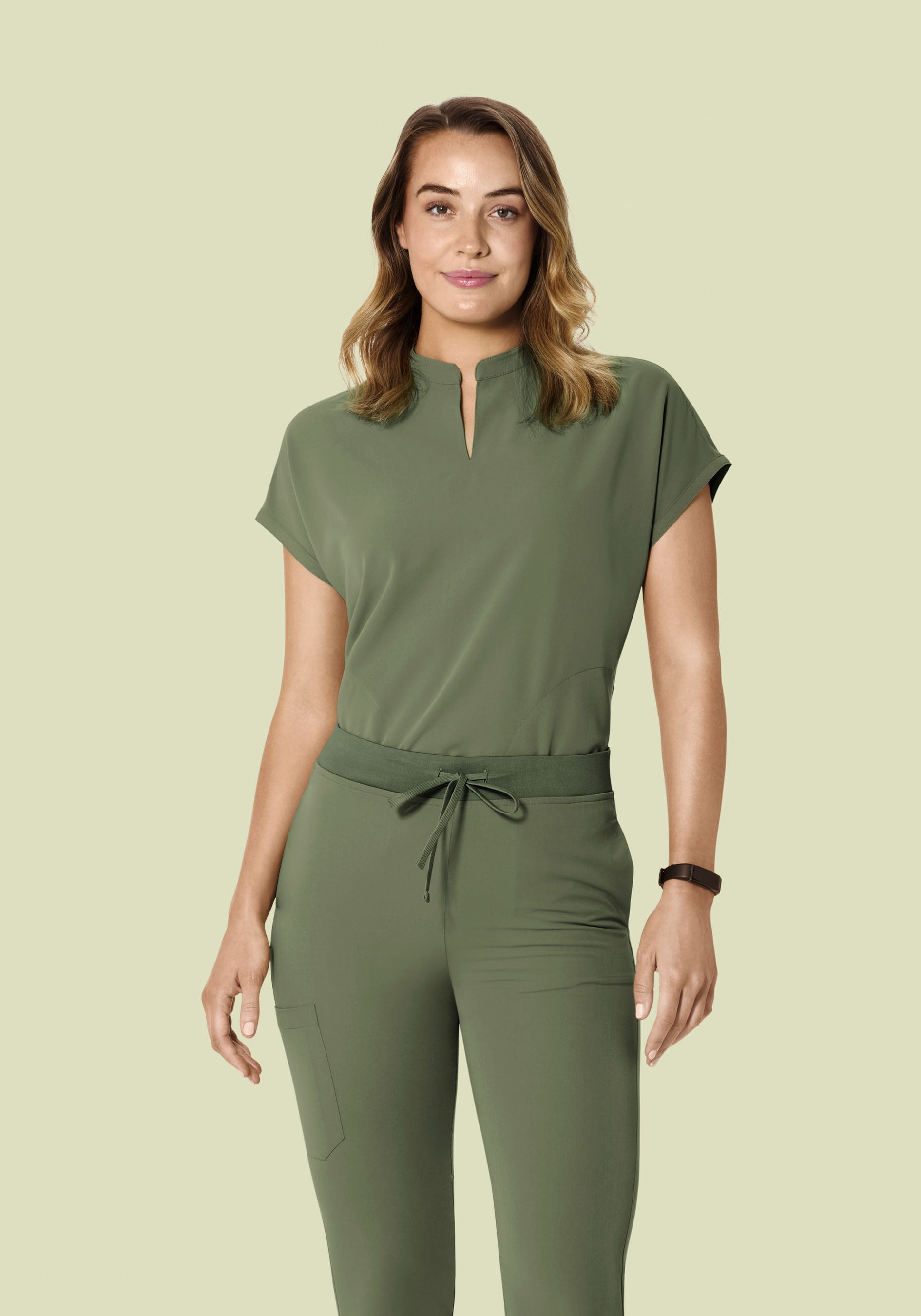 Sage Green Mandarin Dolman Sleeve Top - Mandala