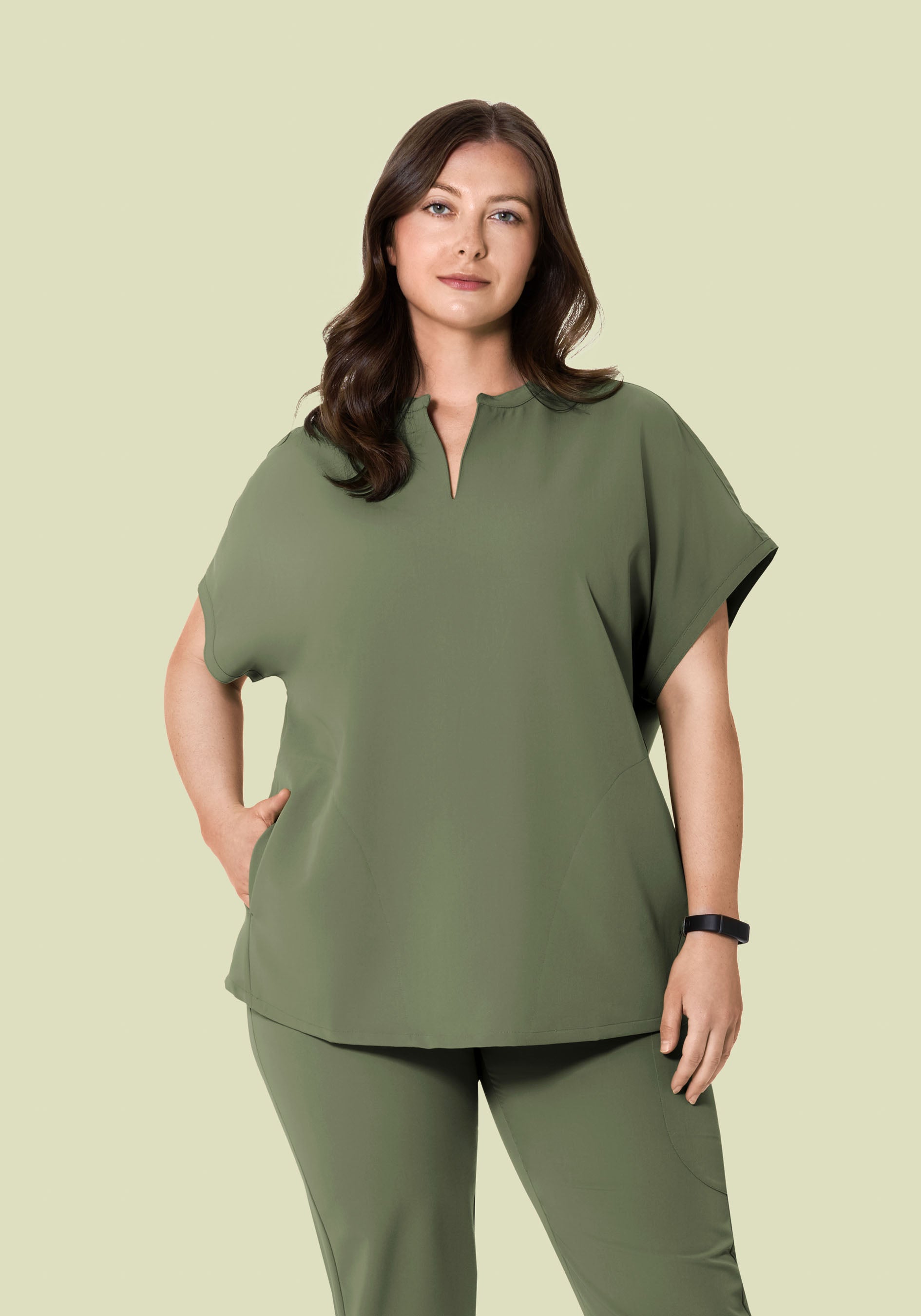 Sage Green Mandarin Dolman Sleeve Top - Mandala